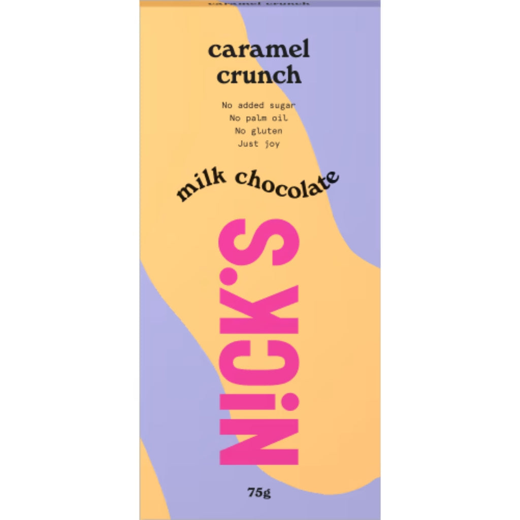 Nick's Caramel Crunch - Milk Chocolate bar with a crunch of Crispy Alm