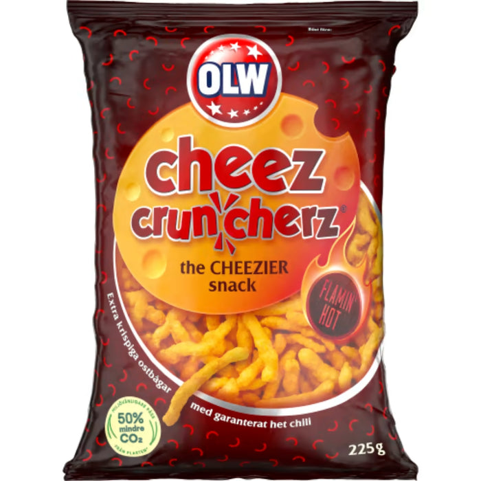 OLW Cheez Cruncherz Flamin’ Hot – Spicy Cheesy Corn Snacks