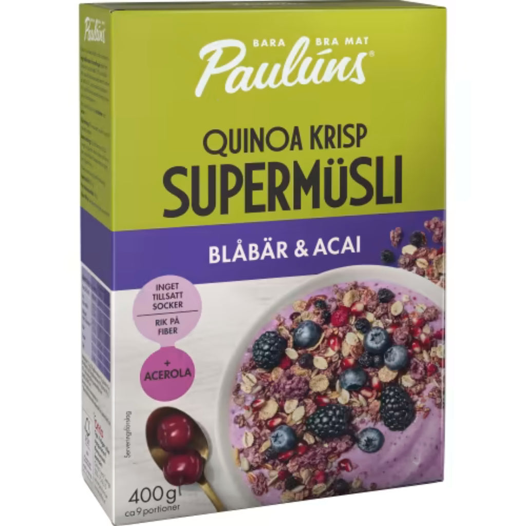 Paulúns Blåbär Acai Supermüsli - Super Muesli with Blueberry & Acai 40